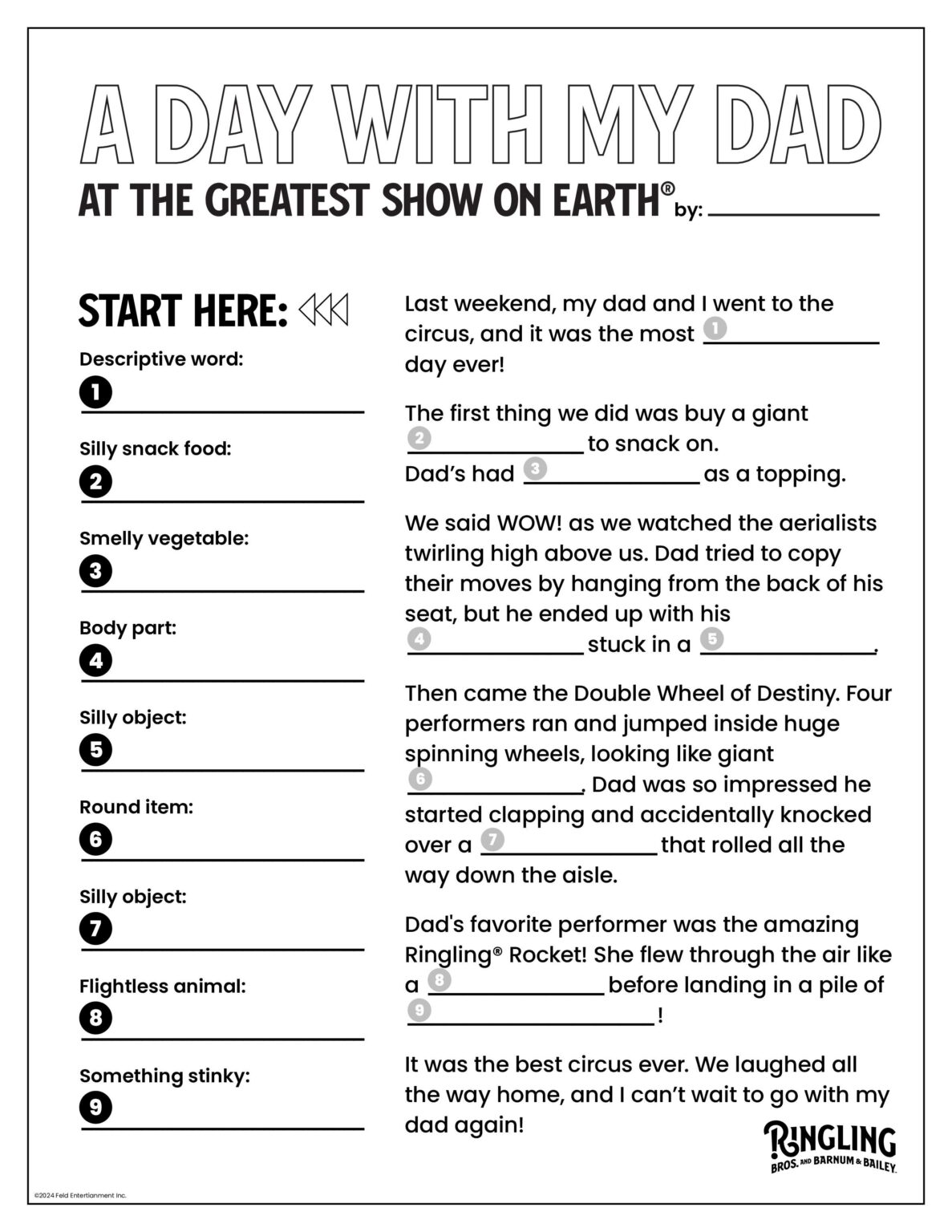 A Day With Dad Printable Activity | Fun | Ringling Bros. and Barnum ...